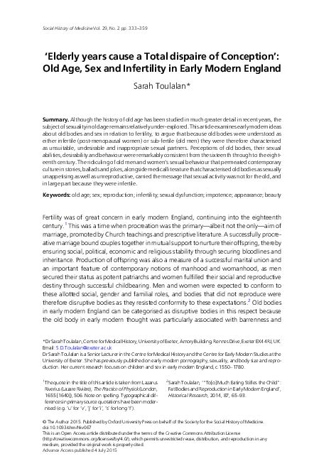 Pdf ‘elderly Years Cause A Total Dispaire Of Conception Old Age