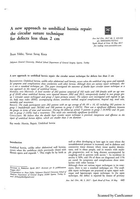 Pdf A New Approach To Umbilical Hernia Repair The Circular Suture