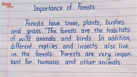 Essay On Importance Of Forests English Writing Handwriting
