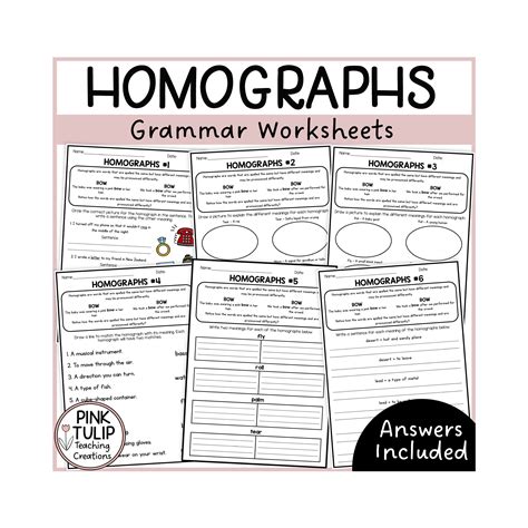 Homographs Worksheet Pack With Answers Worksheets Library