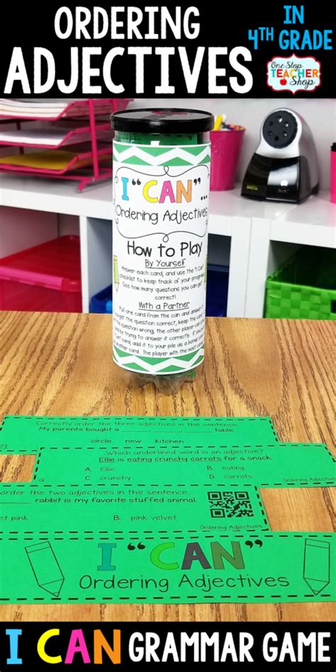 Ordering Adjectives 4th Grade Common Core Worksheets
