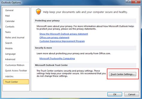 Where Is Trust Center In Microsoft Outlook 2010 2013 2016 2019 And 365