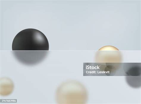 유리 형태 웹 사이트 랜딩 페이지 템플릿입니다 흰색 배경과 금색과 검은색 구체가 있는 젖빛 유리 파티션 0명에 대한 스톡 벡터 아트 및 기타 이미지 Istock