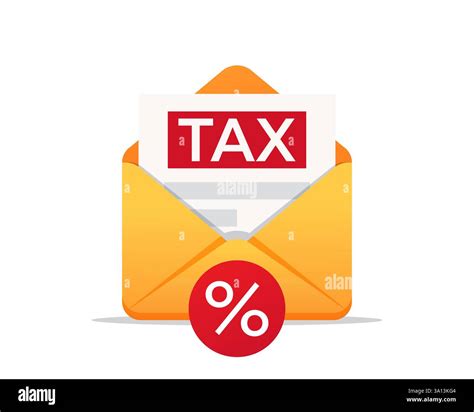 Tax Document In Open Envelope Tax Letter Tax Mail Vector Illustration Isolated On A White