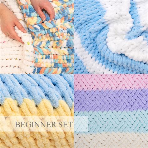 SET1 Beginners Loop Yarn Blanket Pattern Do It Yourself Alize Puffy Blanket Pattern PDF