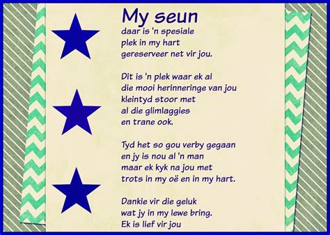 Afrikaanse Inspirerende Gedagtes And Wyshede My Seun Birthday Wishes