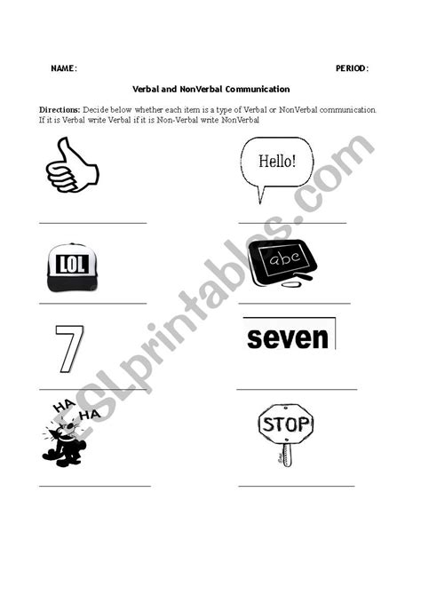 Verbal And Non Verbal Communication Worksheet Pdf