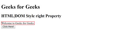 HTML DOM Style Right Property GeeksforGeeks