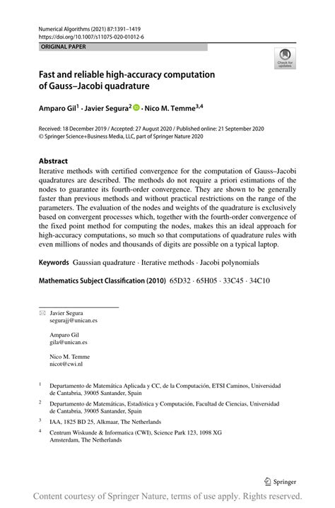 Fast And Reliable High Accuracy Computation Of Gaussjacobi Quadrature