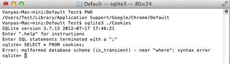 sqlite sqlite3 error malformed database schema is transient near
