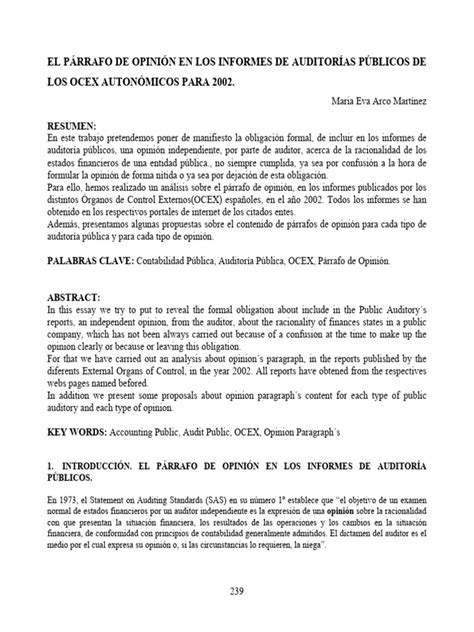 Elpárrafodeopiniónenlosinformesdeauditorías 1 Pdf