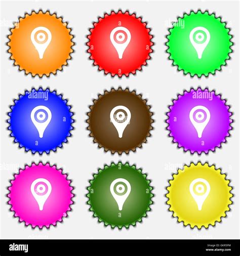 Map Pointer GPS Location Icon Sign A Set Of Nine Different Colored