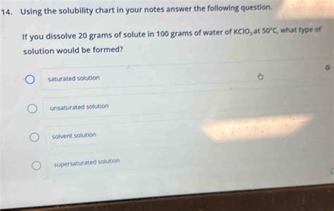 Solved 14 Using The Solubility Chart In Your Notes Answer The