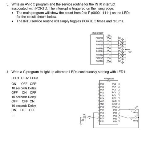 Solved 3. Write an AVR C program and the service routine for | Chegg.com