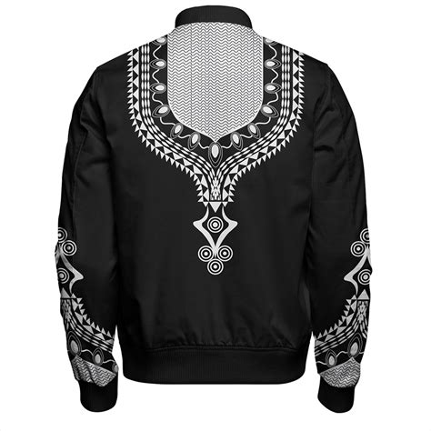 Dashiki Zipper Bomber Jacket Dashiki Black Color