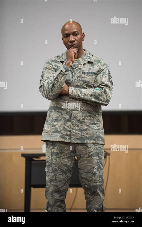 U S Air Force Chief Master Sgt Of The Air Force Kaleth O Wright Listens To A Question While