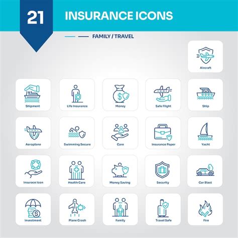 Premium Vector Travel Insurance Icons Collection Set Of Protection