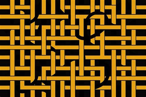 Abstract Geometric Pattern With Intersecting Golden Stripes On Black Background Premium Ai