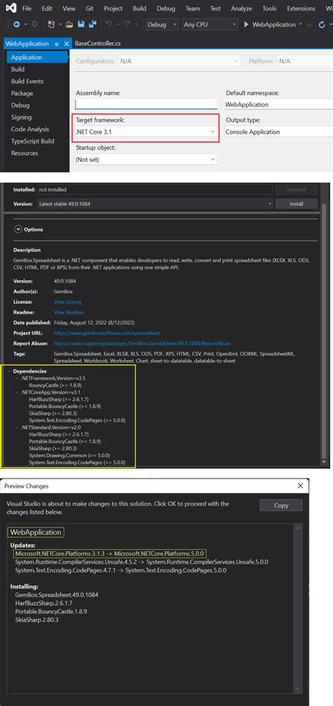 Product Installation Dotnet Core Version Requirement Gembox