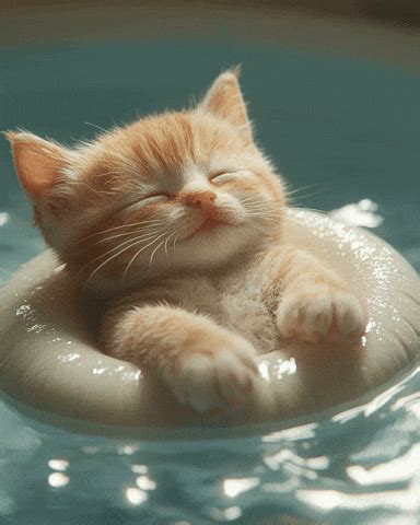 Cat At Pool S Find And Share On Giphy