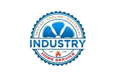 Hvac Industri 로고 디자인 팬 난방 환기 에어컨 아이콘 그림 프리미엄 벡터