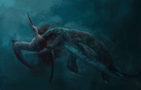 Tylosaurus Catching A Pterosaur Scrolller