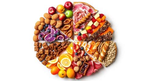 A Food Group Pie Chart Alongside A Pyramid Diagram Illustrating The