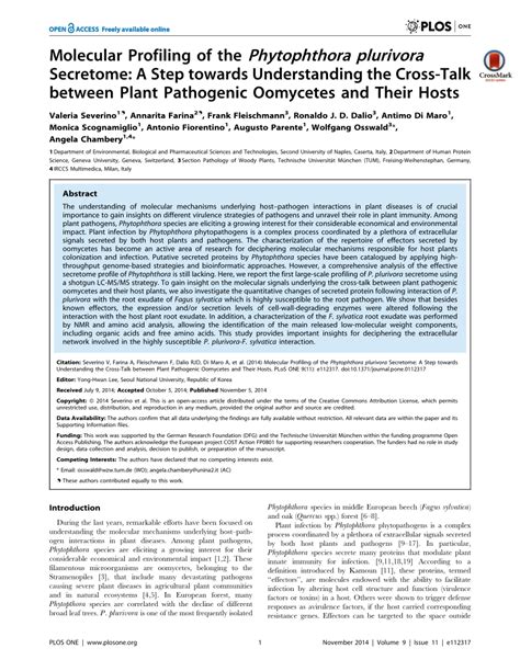 Pdf Molecular Profiling Of The Phytophthora Plurivora Secretome A Step Towards Understanding