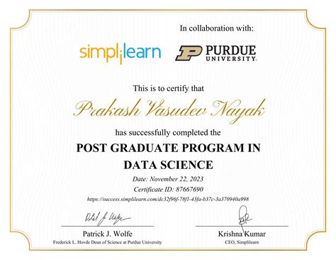 post graduate program in data science certificate by simplilearn in