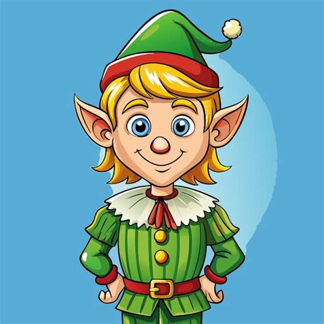 A Cartoon Of A Elf With A Green Hat And A White Star On It Premium Ai Generated Vector