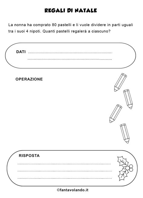 Schede Di Matematica Classe Terza Problemi Di Natale Fantavolando