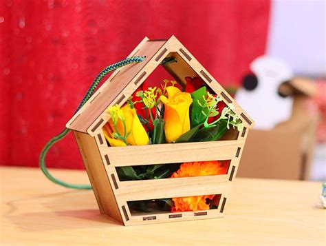 Laser Cut Flower Basket Wood Hanging Planters 3mm Vector File Vectors