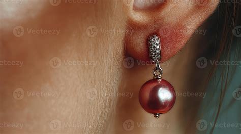 Elegant Pearl Earring With Subtle Sparkle Showcased In Close Up View