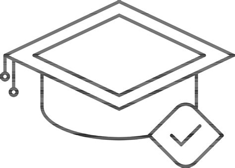 Check Graduation Hat Icon In Black Line Art 24463071 Vector Art At