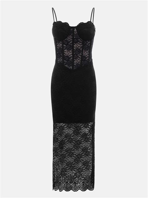 Кружевное платье миди с корсетным лифом :: LICHI - Online fashion store