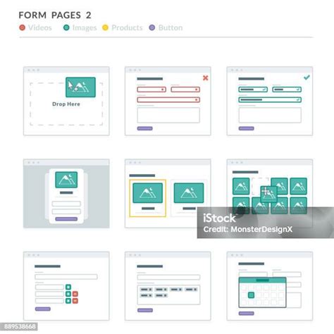 사이트 맵 및 Ux 디자인에 대 한 웹사이트 와이어 프레임 레이아웃 Ui 키트 질질 끔에 대한 스톡 벡터 아트 및 기타 이미지 질질 끔 방울 그래픽 사용자 인터페이스