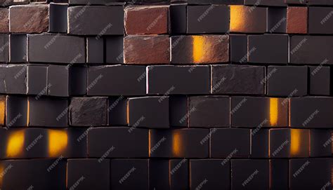Premium Photo Black Texture Bricks With Light Effect Illustration