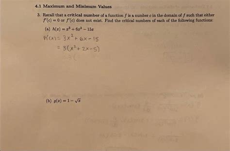 solved 3 recall that a critical number of a function f is a