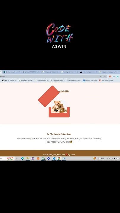 🧸 Cute Teddy Day With React And Css 💖🚀 Shorts Shorts Tamil Codewithaswin Youtube
