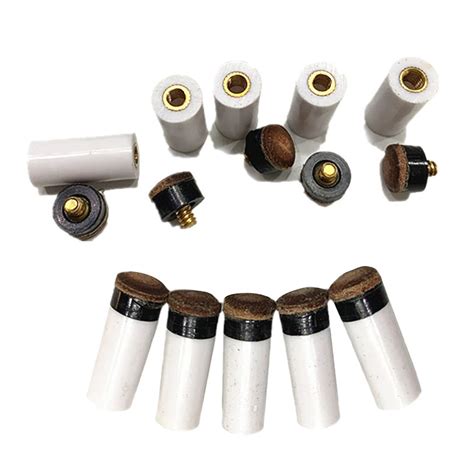 10 Pieces Billiard Cues Tips Replacement With White Pool Cue Stick