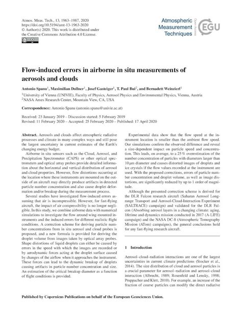 Pdf Flow Induced Errors In Airborne In Situ 1964 A Spanu Et Al