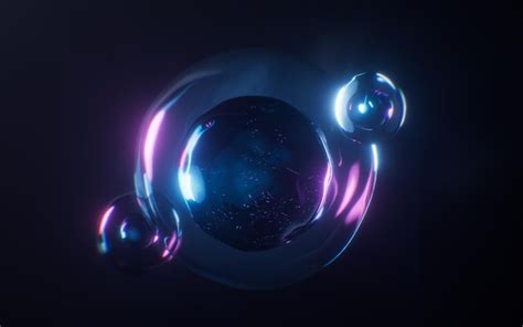 Cell Sphere With Dark Neon Light Effect 3d Rendering Premium Photo