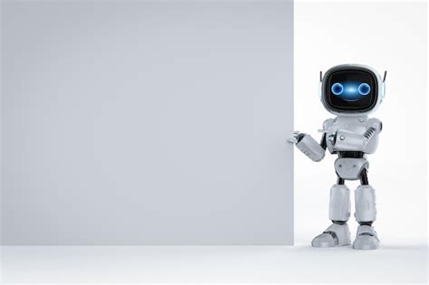 Premium Photo Small Assistant Robot With White Empty Space