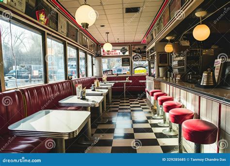 A Classic Diner Interior In 1950s Style Ai Generated Royalty Free