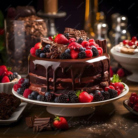 Premium Photo Decadent Gourmet Chocolate Cake With Luscious Layers Of