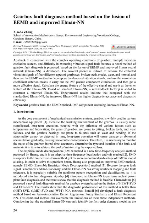 Pdf Gearbox Fault Diagnosis Method Based On The Fusion Of Eemd And Improved Elman Nn