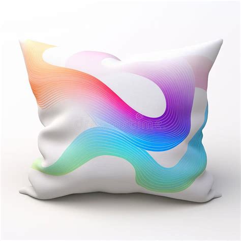 Vibrant Algorithmic Art Pillow Isolated On White Background Image Stock