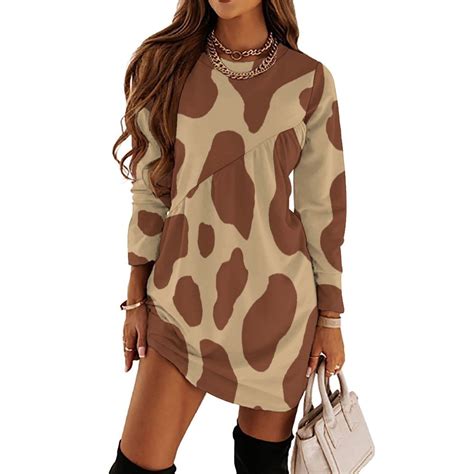 Cow Print Pictures Loose Dress Evening Dress Summer Dresses For Women Luxury Dress Long Sleeved