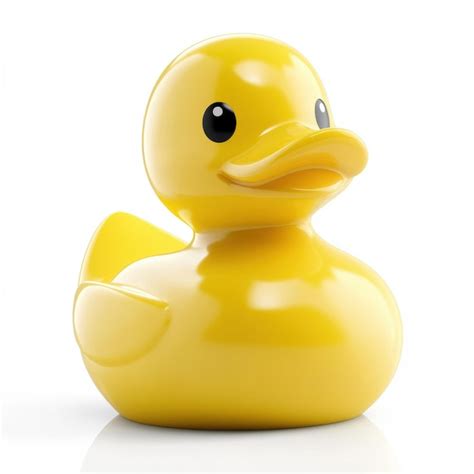 A Yellow Rubber Duck Sitting On A White Surface With No Background Ai