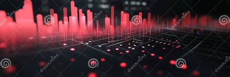 Abstract Data Visualization With Red Bars And Glowing Dots A Futuristic Abstract Data